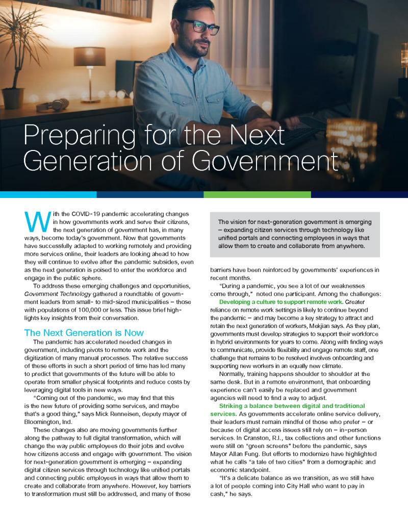 Preparing for the Next Generation of Government