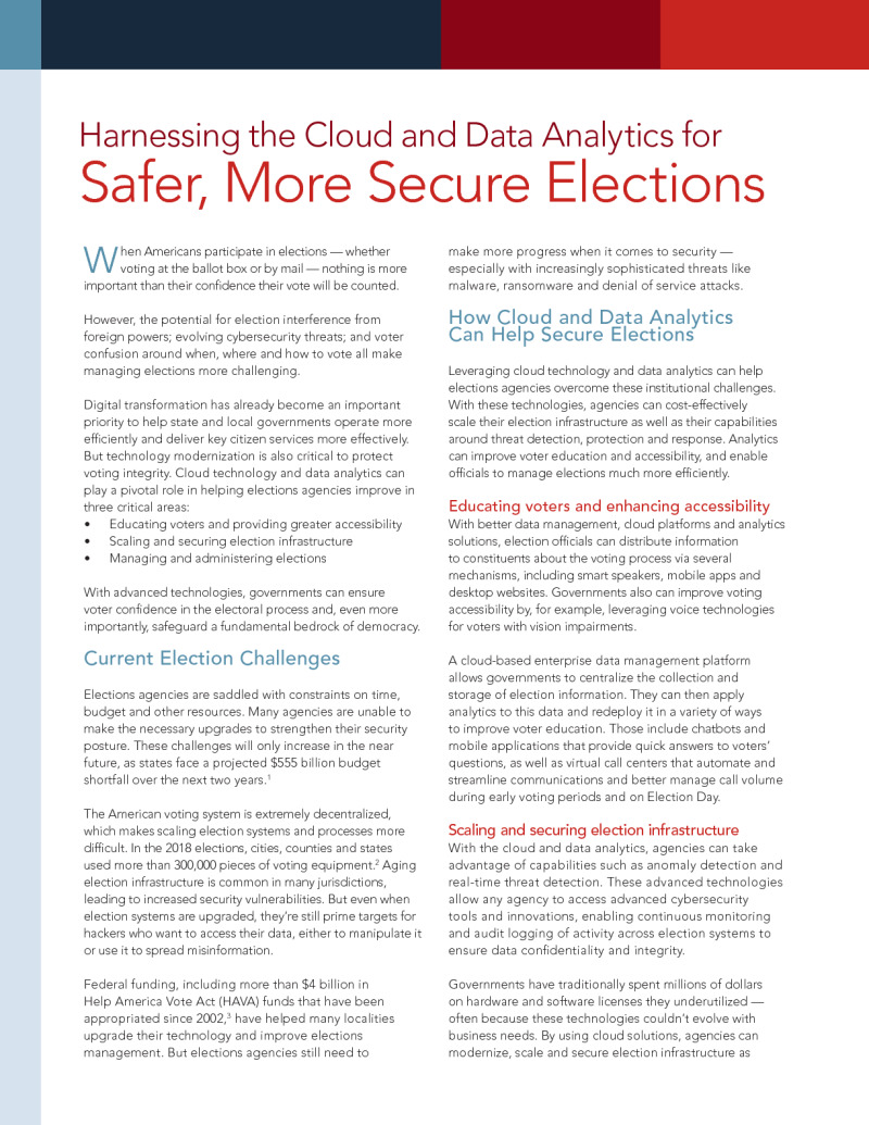 Securing Elections is Harder Than Ever, But Cloud and Data Analytics ...