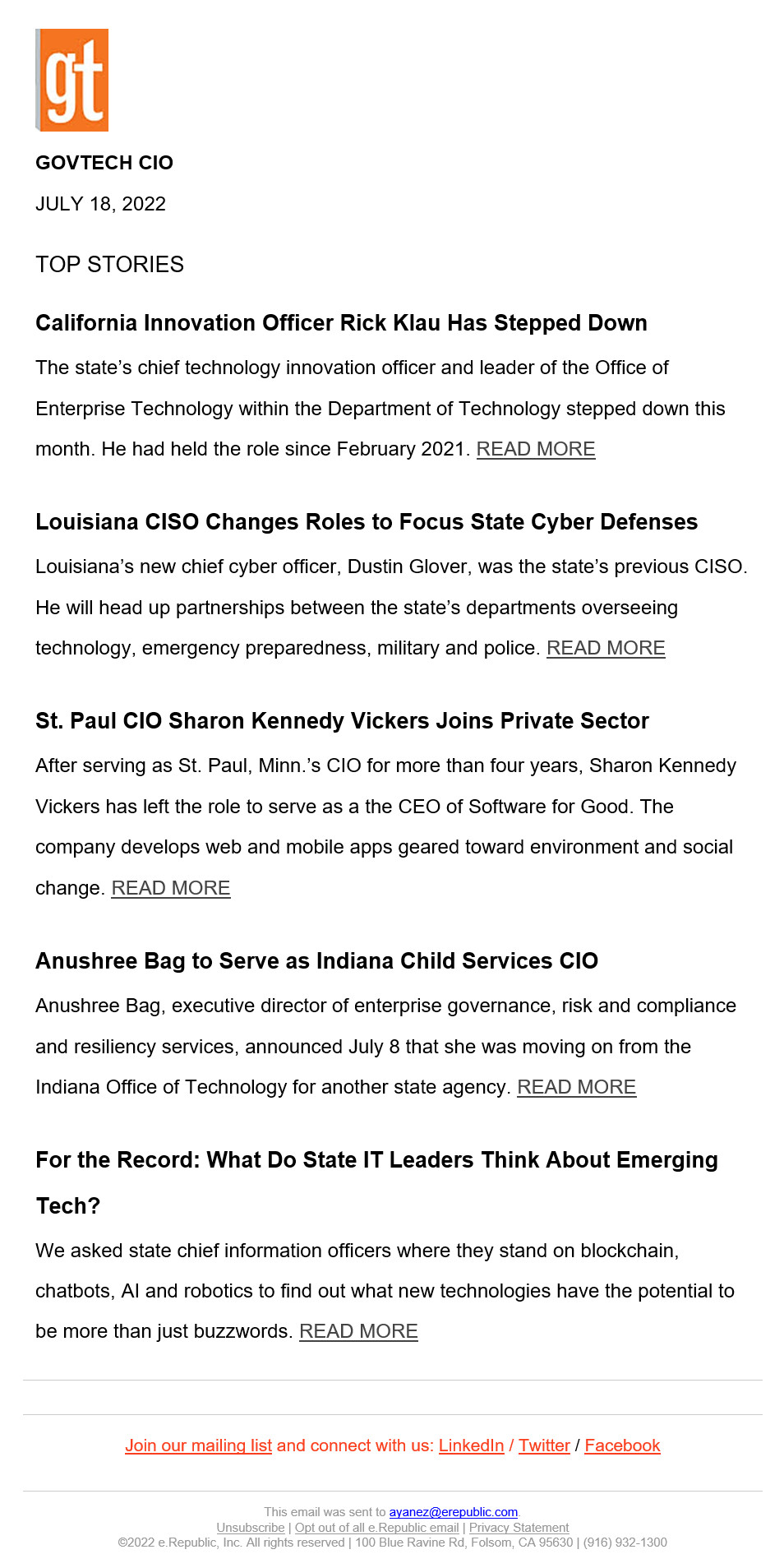 Newsletters For Government Technology