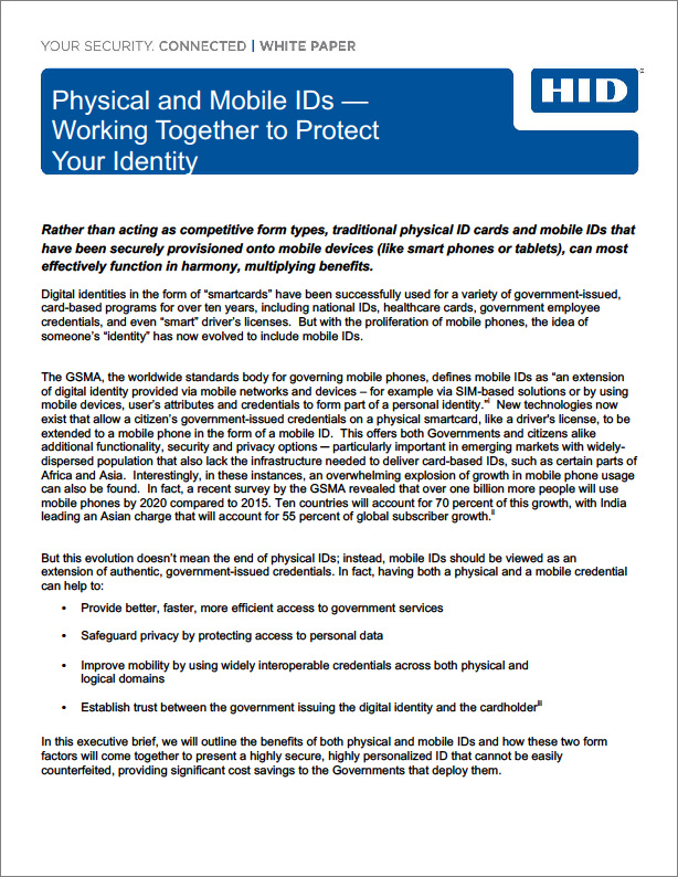Physical and Mobile IDs - Working Together to Protect Your Identity